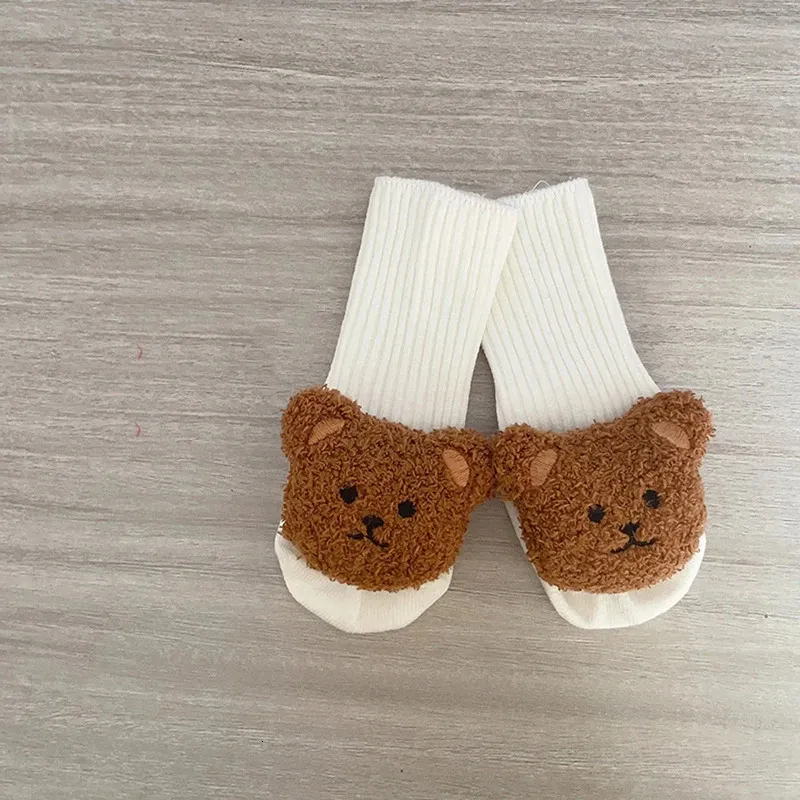 Baby Socks Cartoon Bear Long Knit Polyester Infant Socks 3-6 Months ...