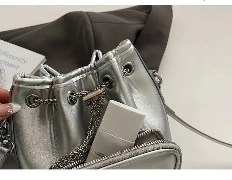 Mini PU Drawstring Bucket Bag with Zipper Closure for Men Casual ...