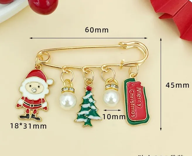 Cute Cartoon Christmas Brooch with Alloy Material and Red Stone, Secure ...