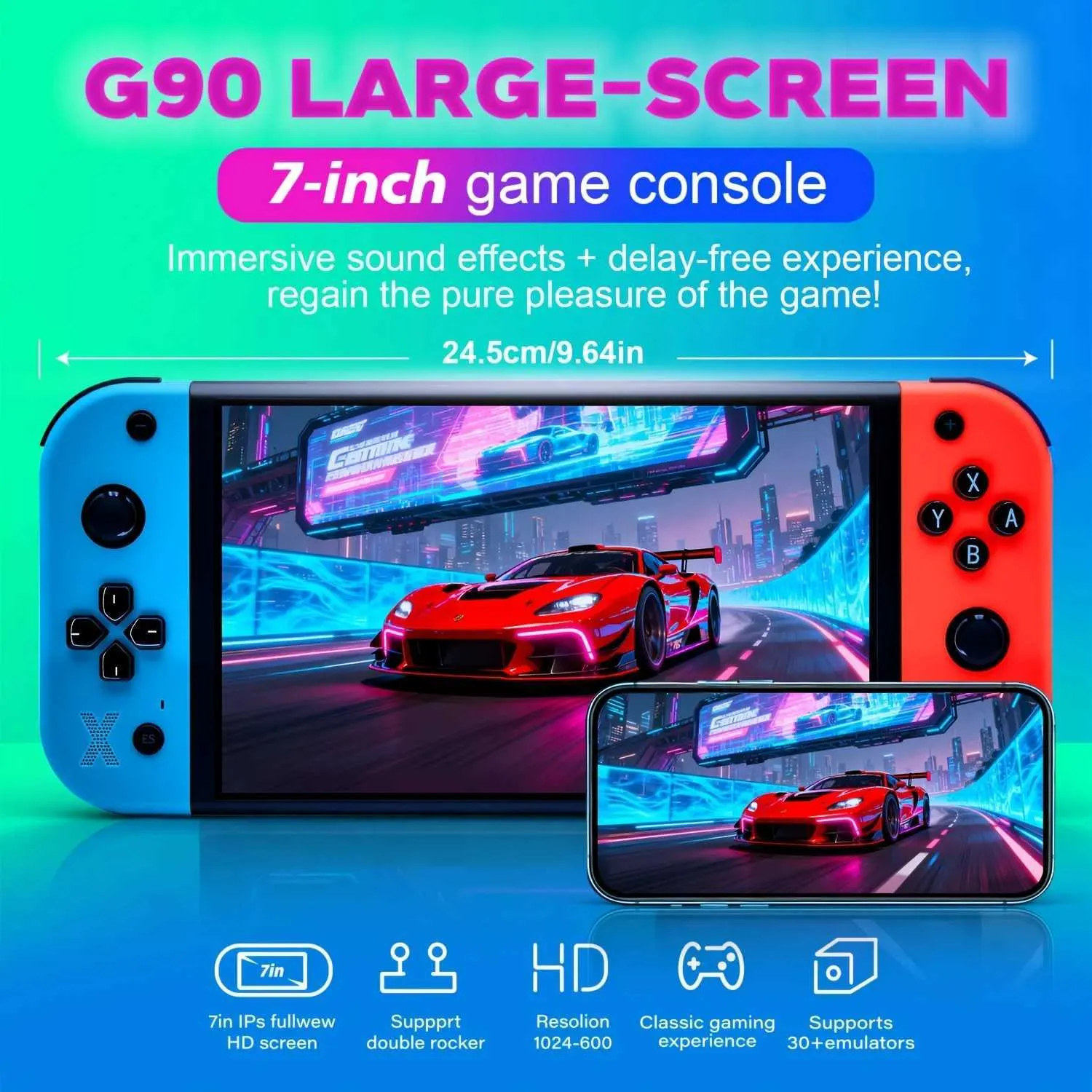 G90 Retro Gaming Console 7 Inch 4K HD Screen ... From Court_of ...