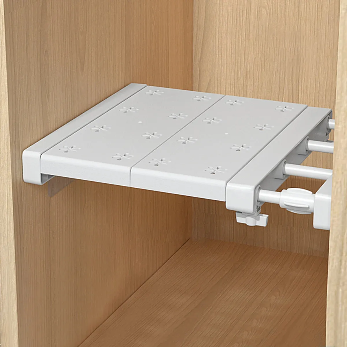 Adjustable Closet Shelf Tension Rod Extendable Kitchen & Wardrobe ...