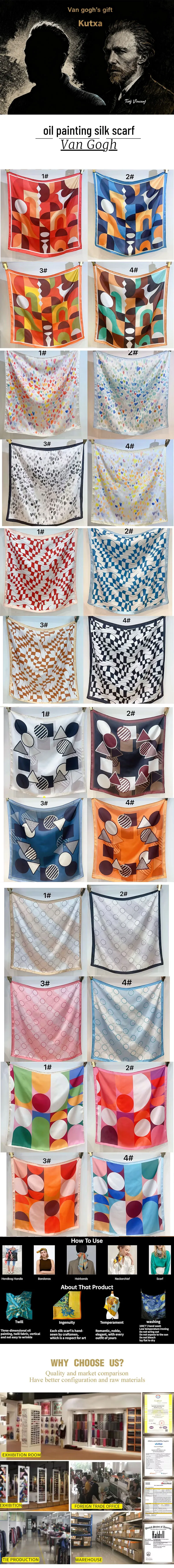 Satin Square Scarf for Women with Printed Pattern, 23.6-31.5 in Length ...