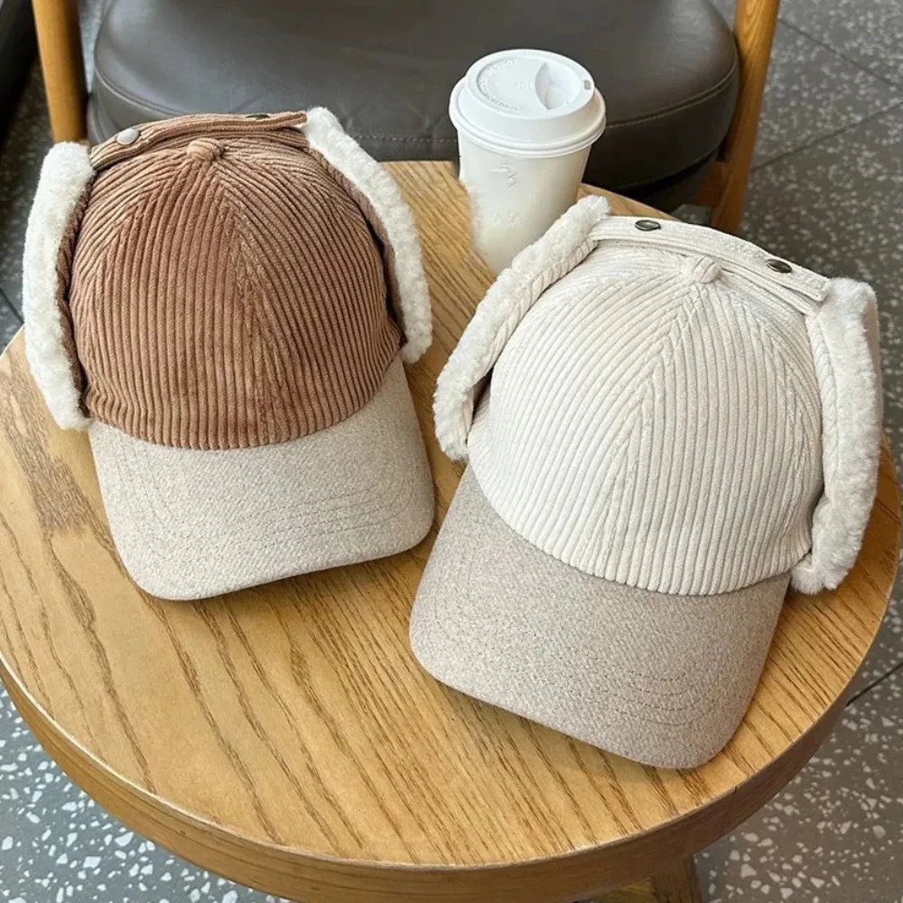 Winter Baseball Cap with Earflaps Men Women Fleece Lined 6 Panels Silk ...