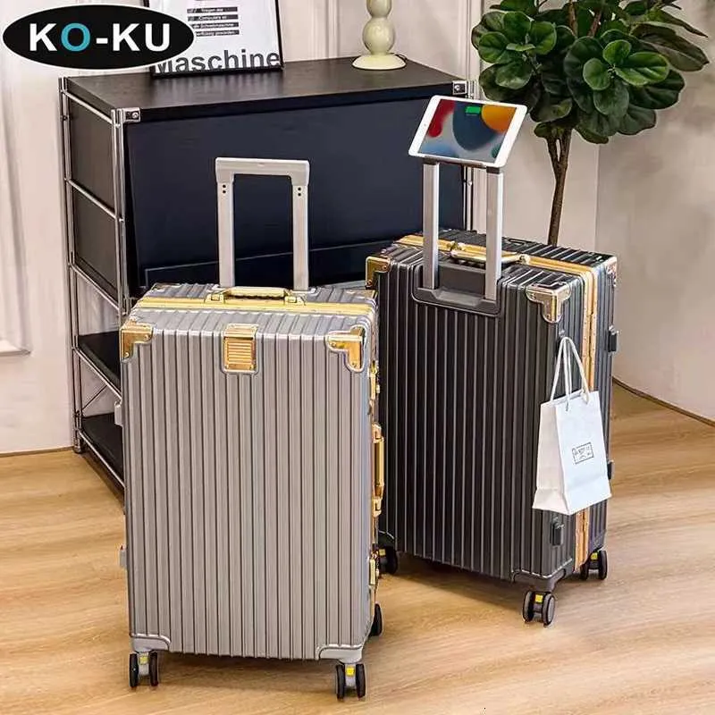 KO-KU Aluminium Frame Trolley Case Luggage 14 Large Size Corduroy with ...