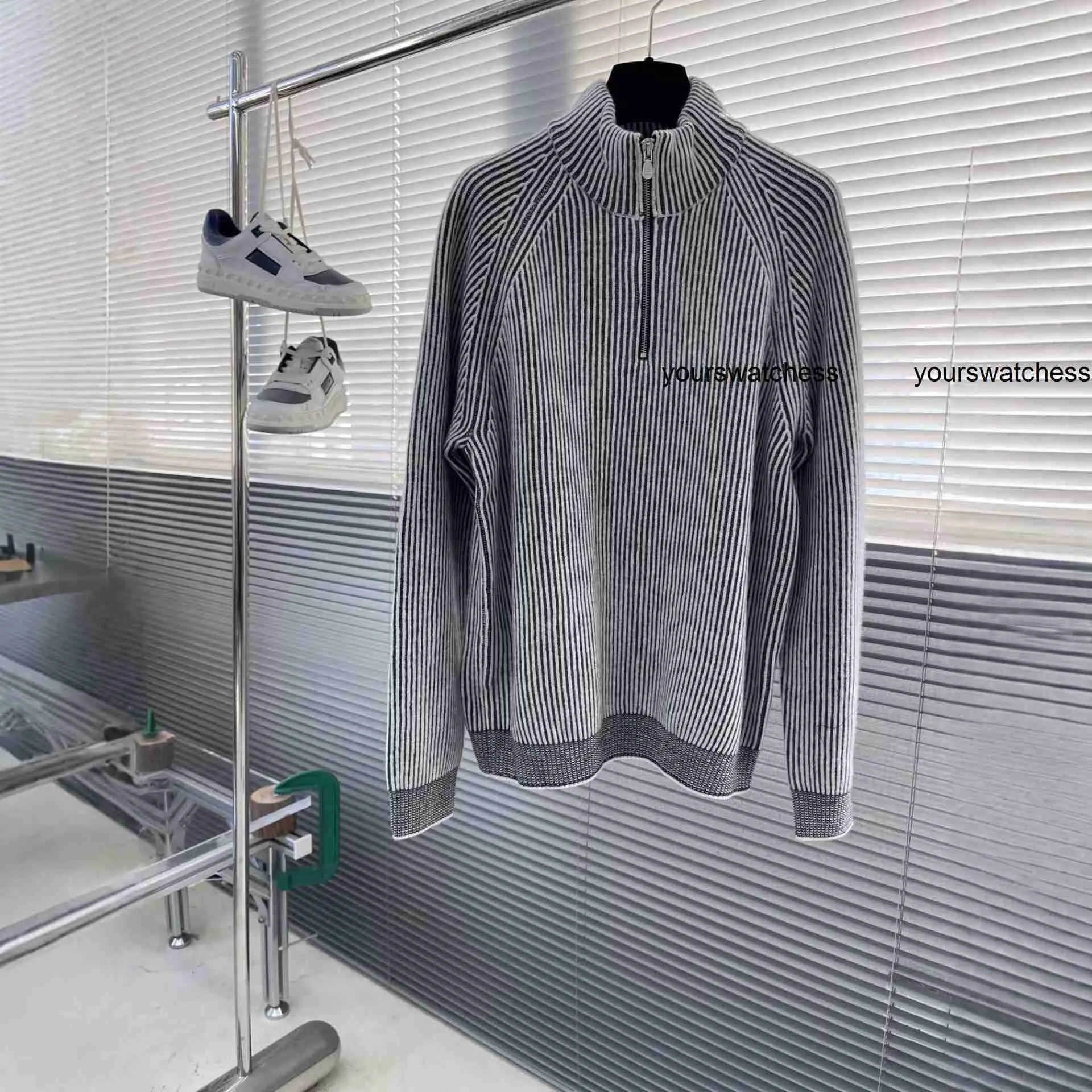 Men's Knit Sweater Jacket with Zipper Stand Collar Acetate Wool Thick ...