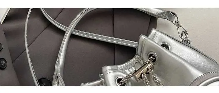 Mini PU Drawstring Bucket Bag with Zipper Closure for Men Casual ...