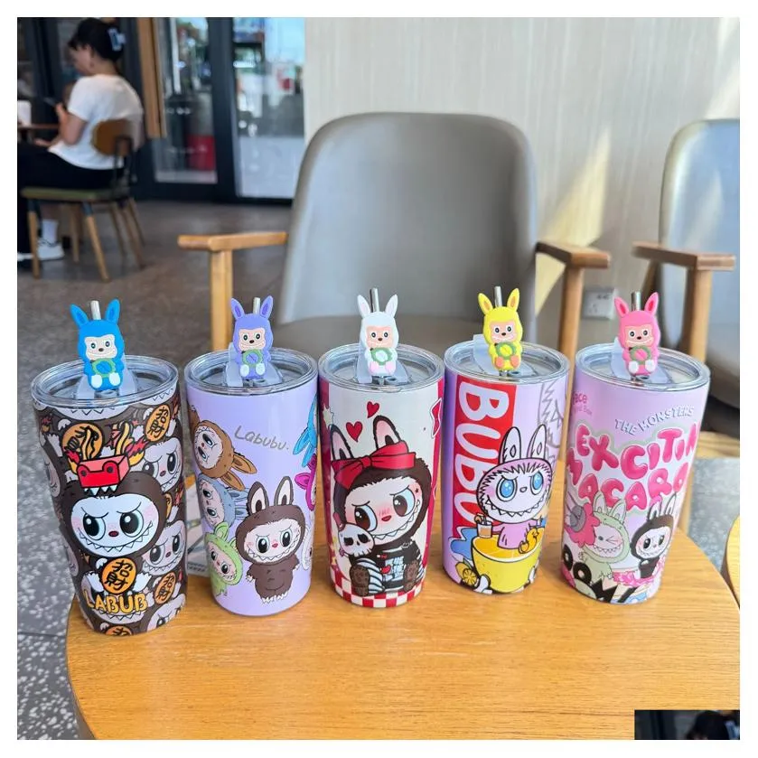 Labubu Insulated Travel Cup With Straw 304 Stainless Steel With Water ...