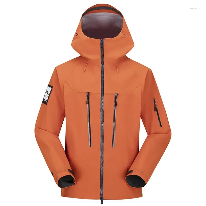 Men's Waterproof Windbreaker Jacket with Taped Seams Hooded Turtleneck ...