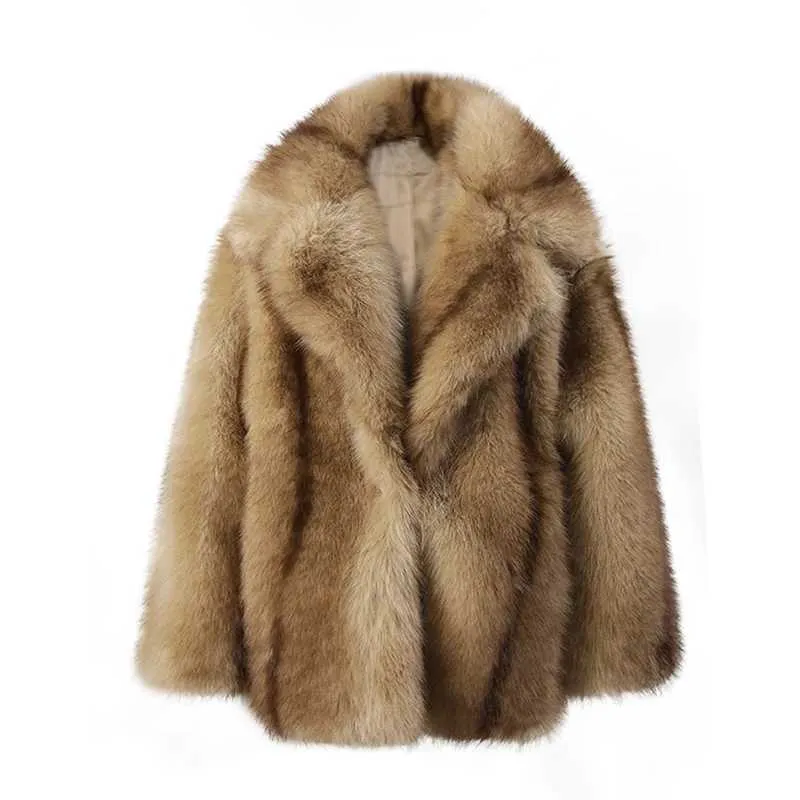 Faux Fur Coat Women Long Mink Fur Thick Wool Liner Winter Jacket Cowl ...