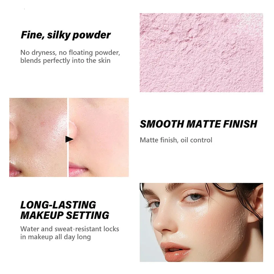 Pink Loose Powder - Natural Matte Setting Powder, Oil Control ...