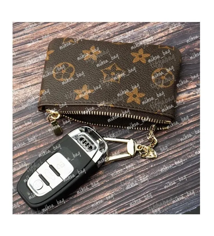 Embossed Leather Designer Zippy Key Chain Wallet With Key Pouch, Coin ...