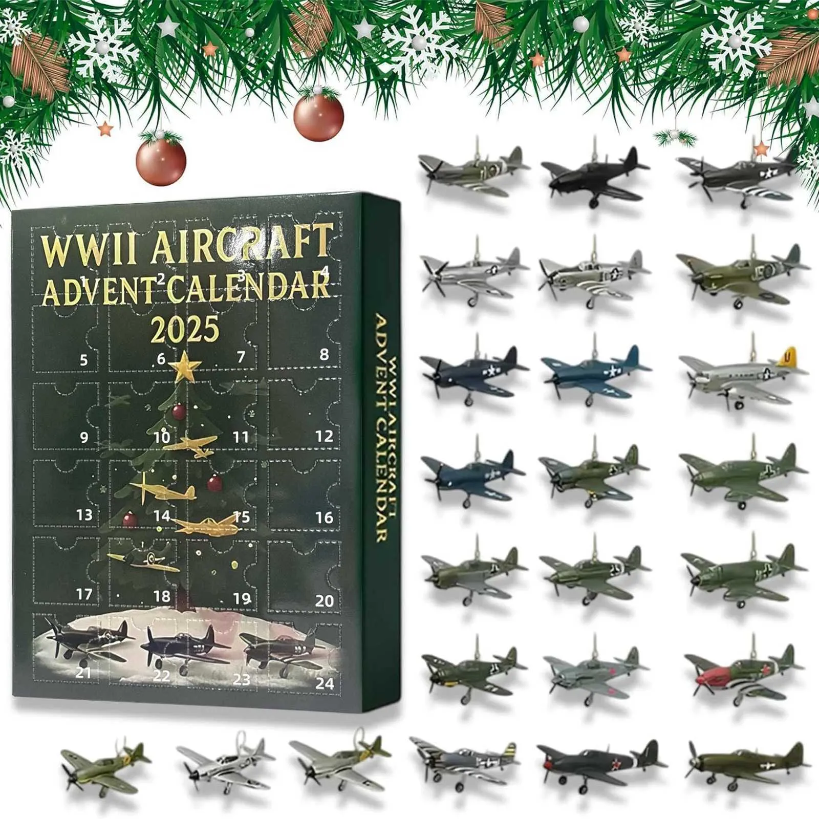 WWII Aircraft Advent Calendar 2025 With 24 2D Acrylic Unique Mini ...