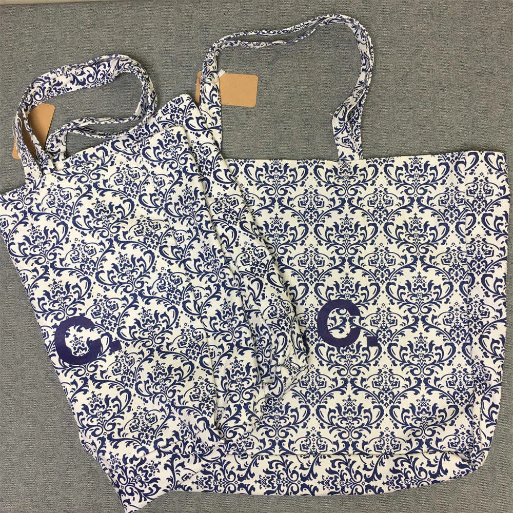 Lotte Blue And White Porcelain Canvas Shopping Bag Portable Single ...