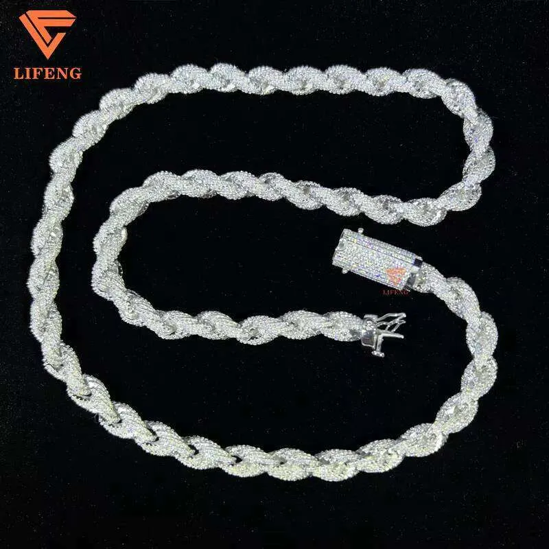 8mm Thick Figaro Chain Necklace with White Diamond Solitaire Pendant ...