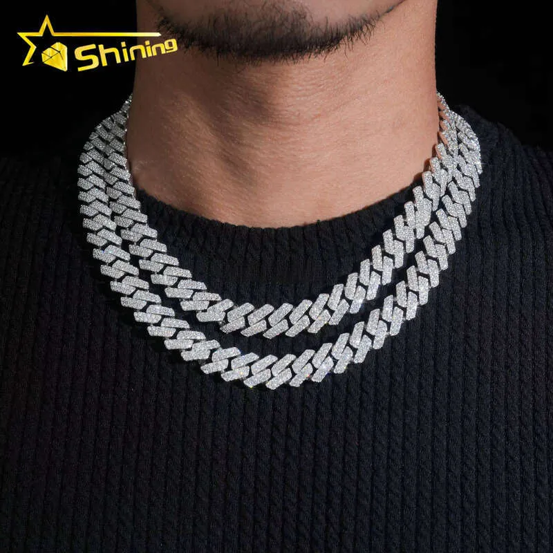 Rapper Fire 13mm 2 Row Iced Out Moissanite Hip Hop Miami Cuban Chain ...