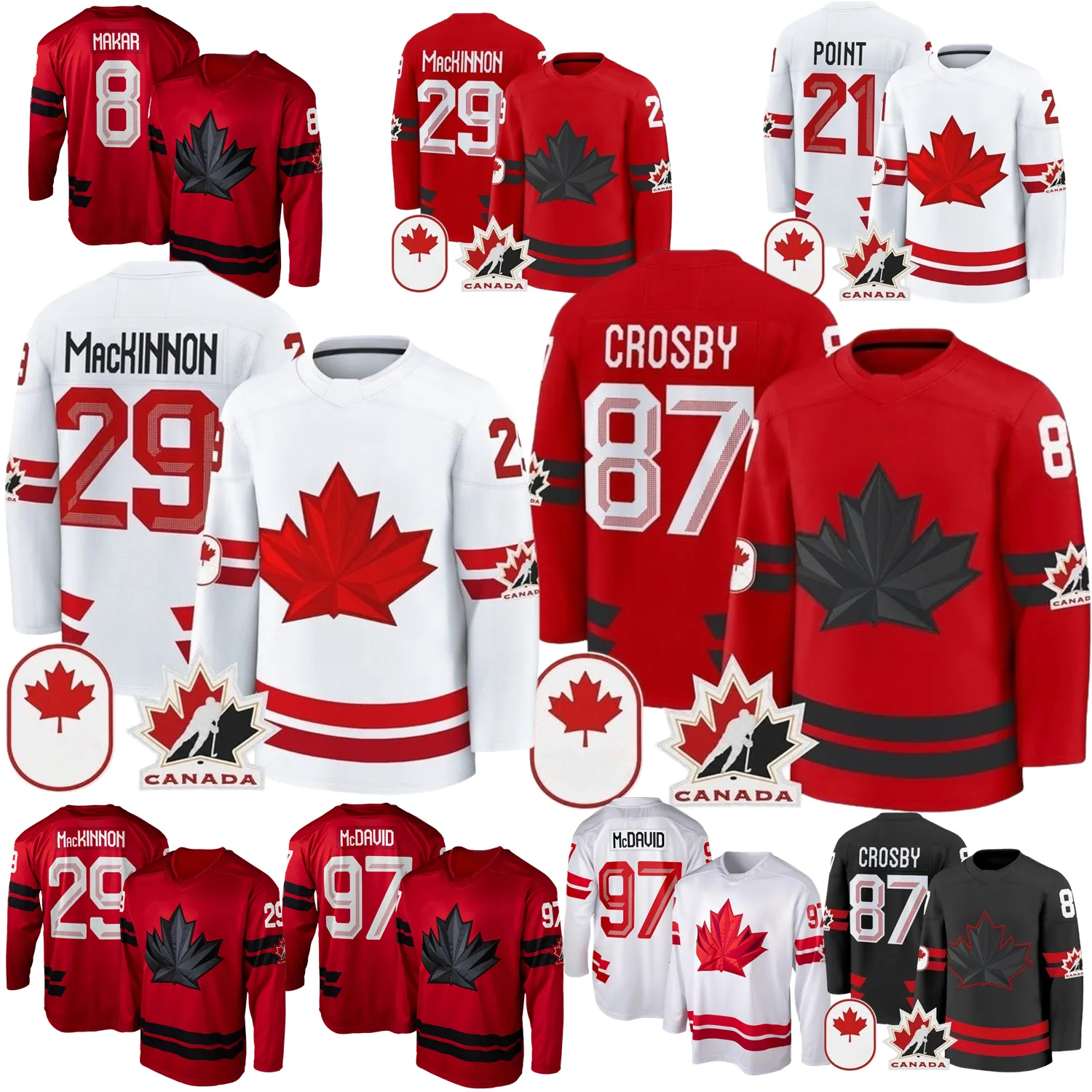 Canada Team Hockey Jersey Connor McDavid Sidney Crosby Nathan MacKinnon ...