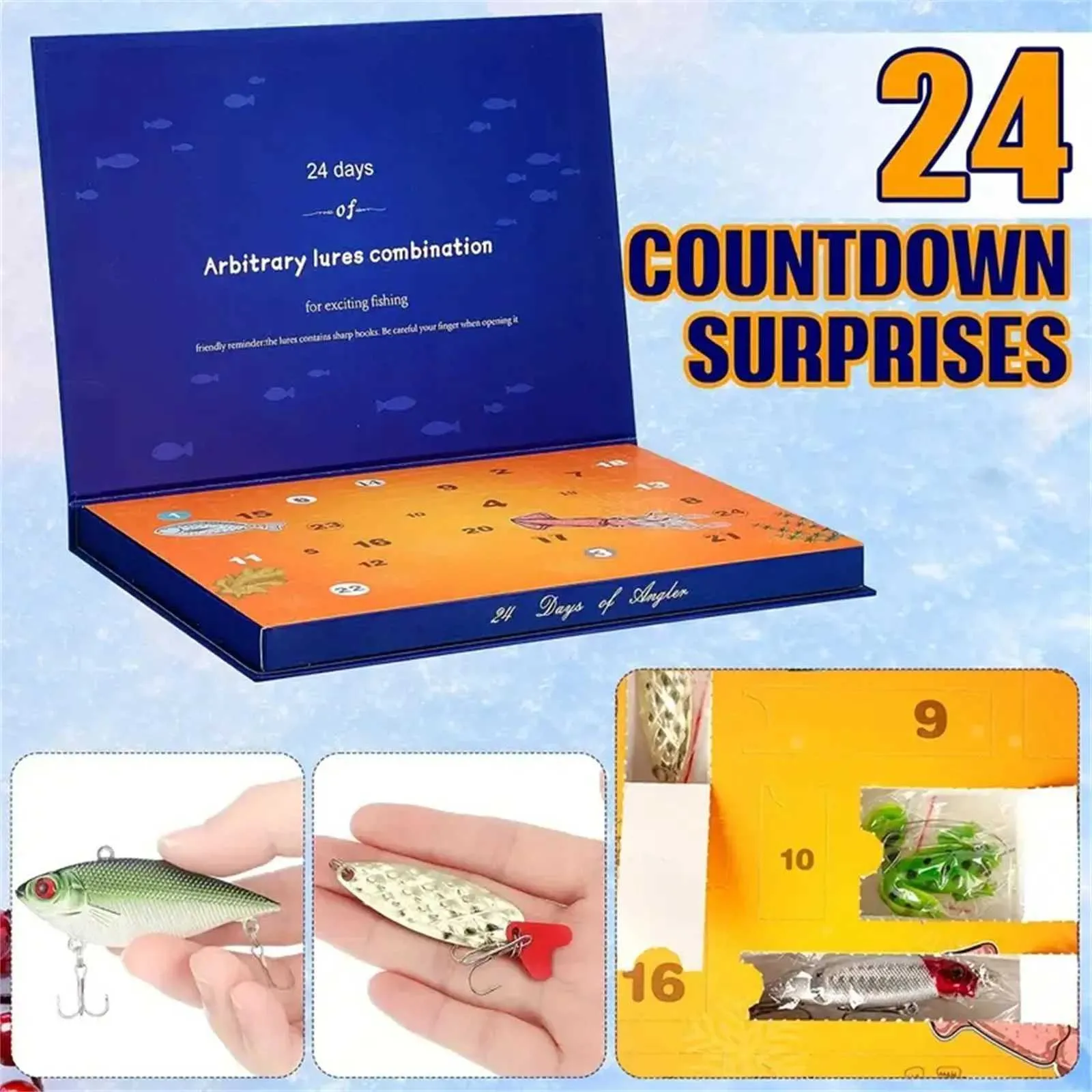 Christmas Advent Calendar Plastic Fishing Set Star Pattern Holiday ...