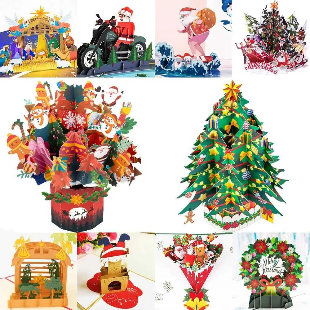 3D Pop Up Christmas Cards Santa Invitation Greeting Card Holiday Gift ...