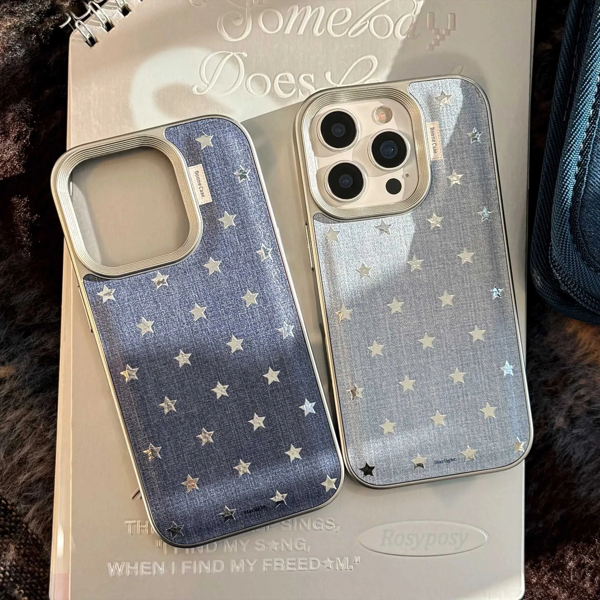 Korean Full Screen Stars Denim Leather Texture Thermoplastic ...