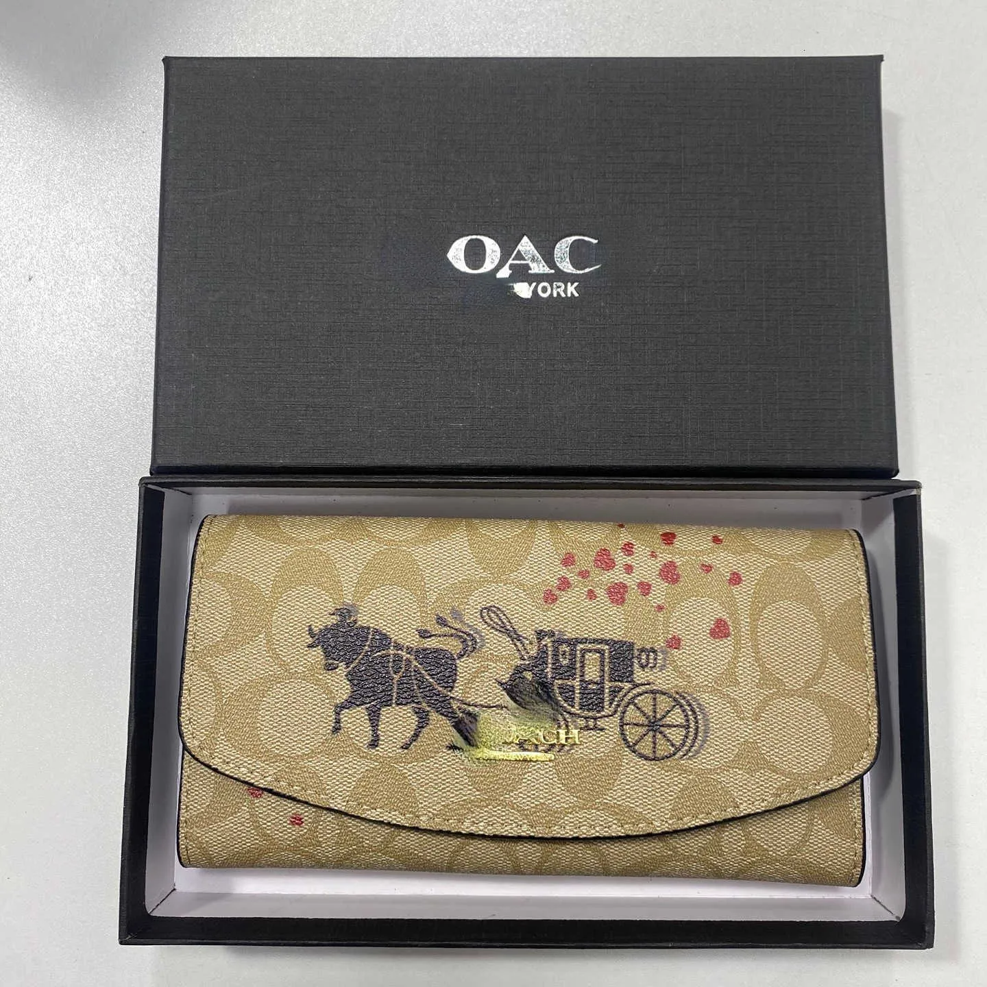 C Bag Men Small Vintage Wallet 2-Fold Polyester Black White Floral ...