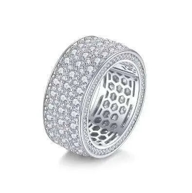 Hip Hop Jewelry Sterling Silver Ring with Full Iced Out White Diamond ...