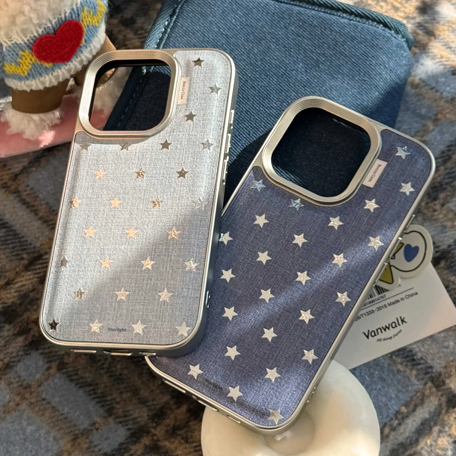 Korean Full Screen Stars Denim Leather Texture Thermoplastic ...