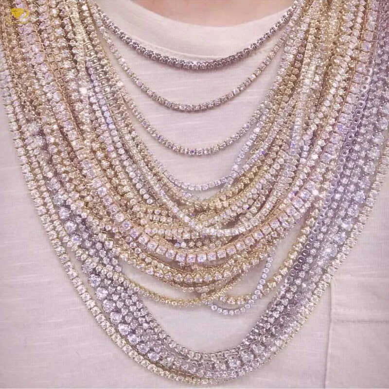 Figaro Chain Necklace 50 cm Silver Plated 18K Gold Plated with VVS ...