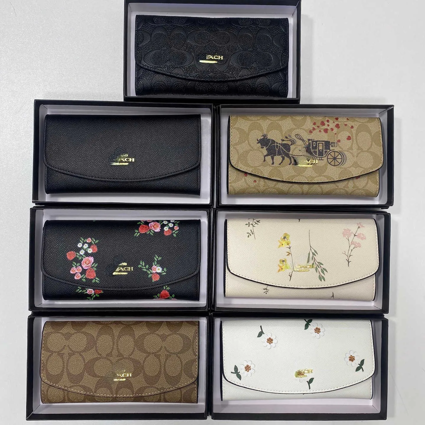 C Bag Men Small Vintage Wallet 2-Fold Polyester Black White Floral ...