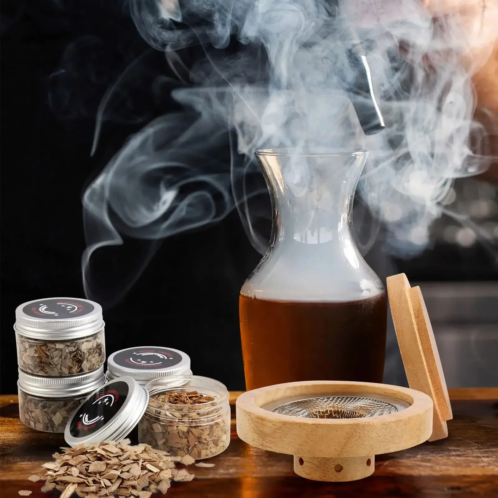 Cocktail Smoker Kit With Wood Chips Whiskey & Drink Smoker Wooden Smoke ...