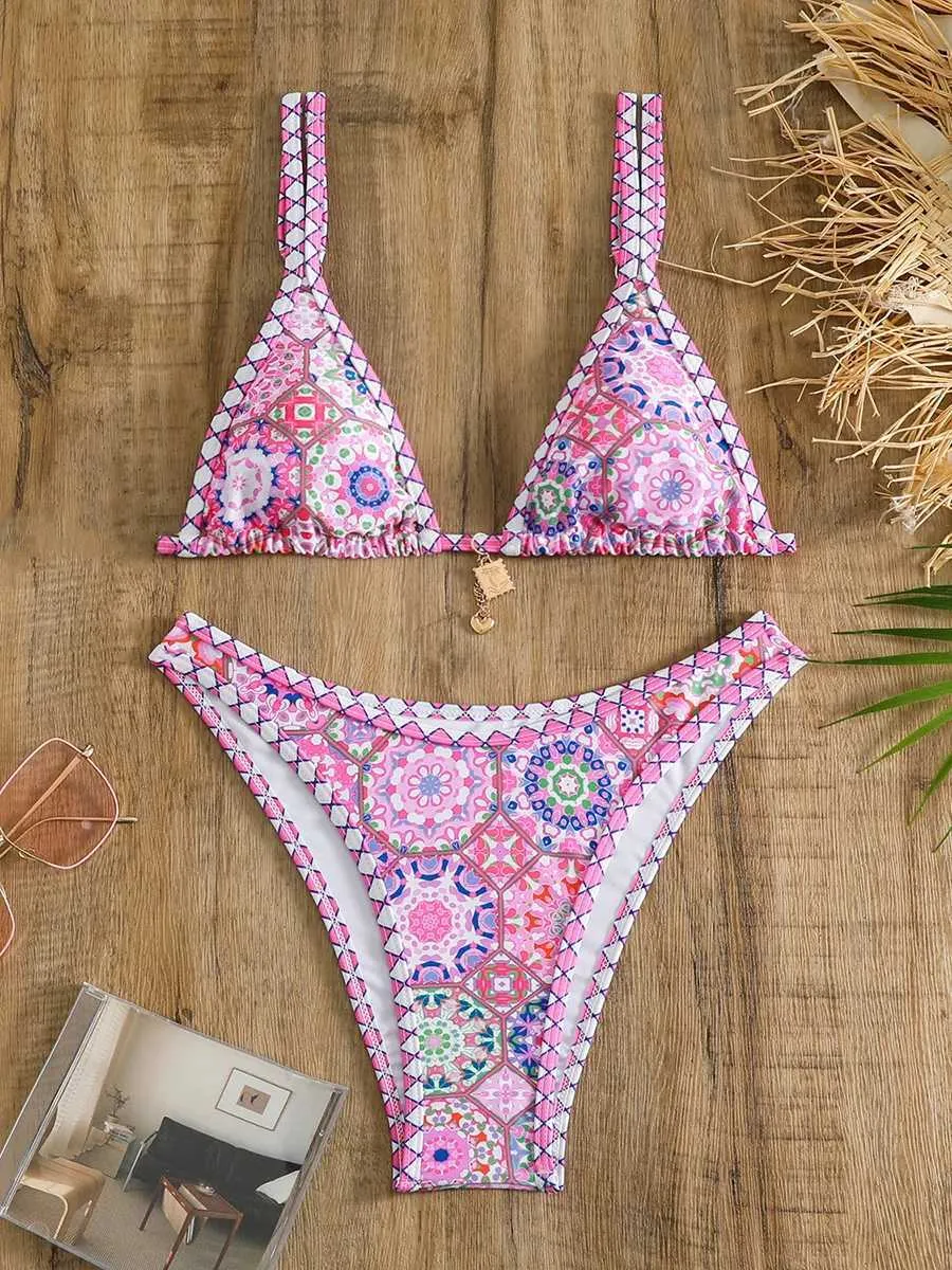 2024 Sexy Micro Boho Push Up Bikini For Women Printed Swimsuit With ...
