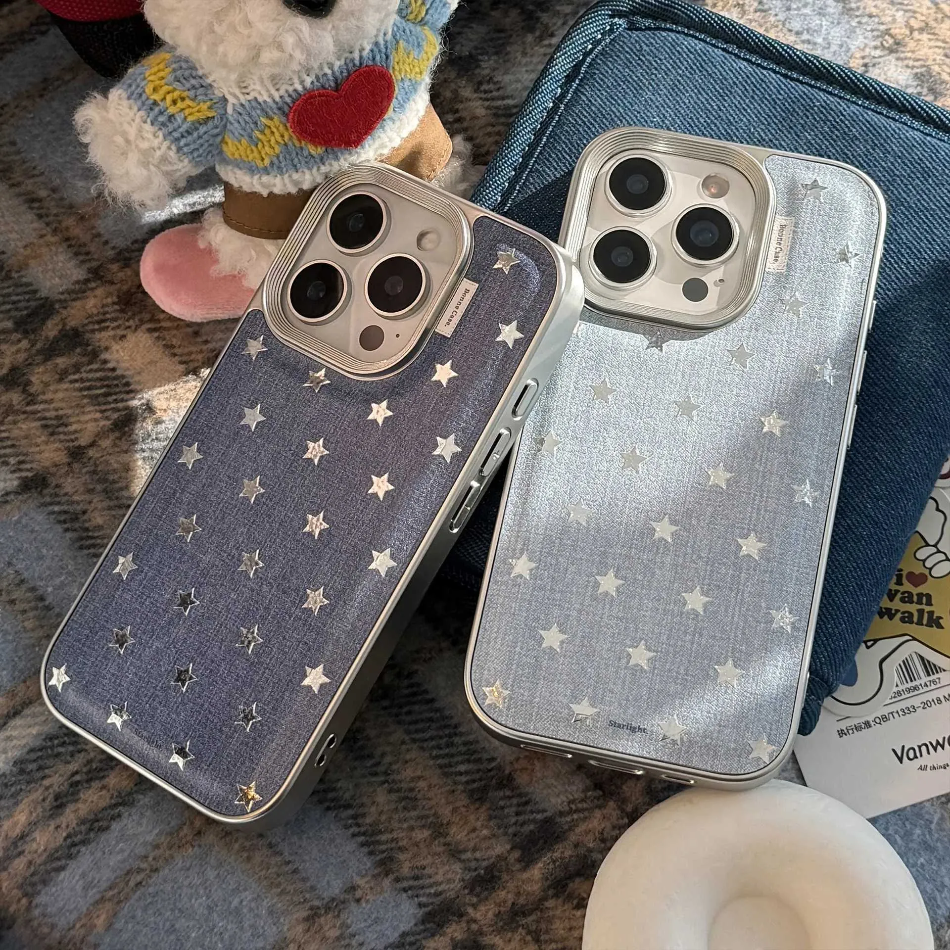 Korean Full Screen Stars Denim Leather Texture Thermoplastic ...