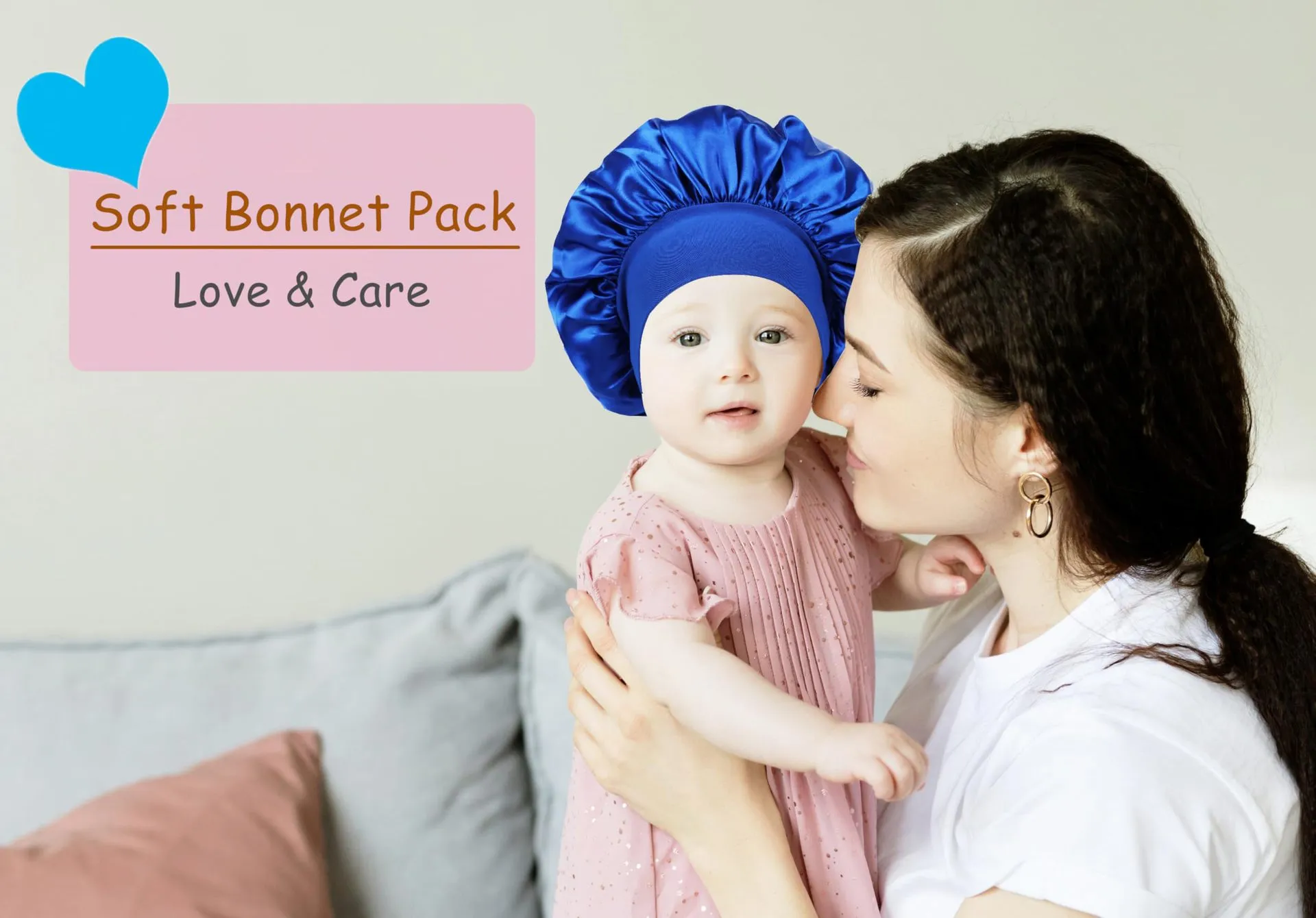 Baby Silky Satin Wide Band Bonnet Elastic Adjustable Hair Care Caps ...