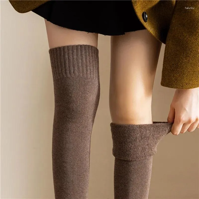 Women Over-the-Knee Socks Plus Velvet Thickened Warm Knee-High ...