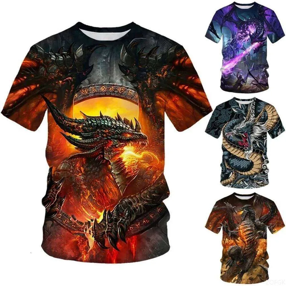 3D Printed Breathable Plus-size Men Sports T-shirt Anime Dragon Short ...