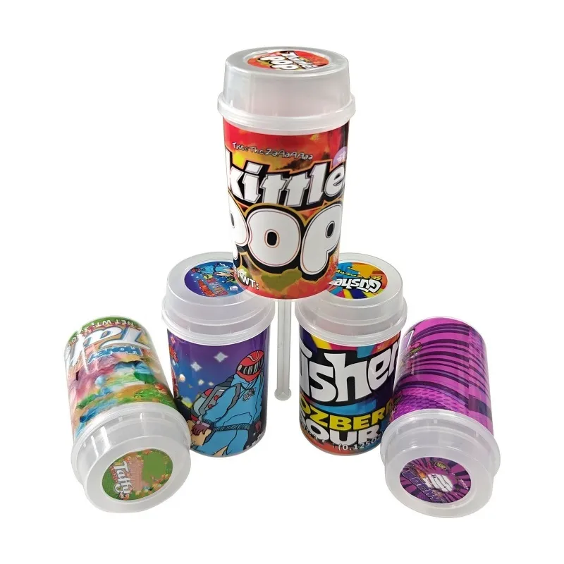 Plastic container jars with stickers 3.5 oz push pop food packaging ...