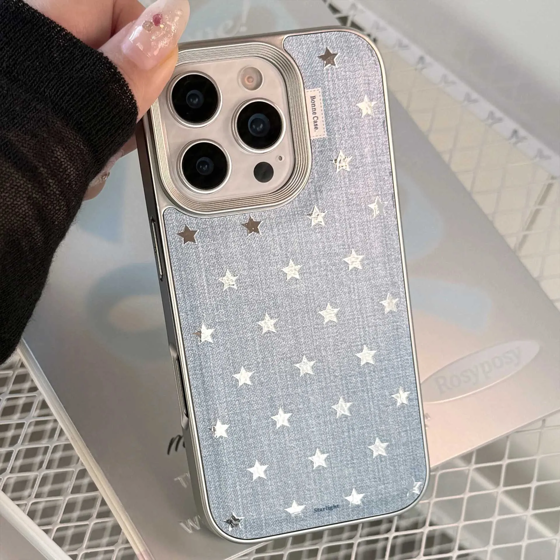 Korean Full Screen Stars Denim Leather Texture Thermoplastic ...