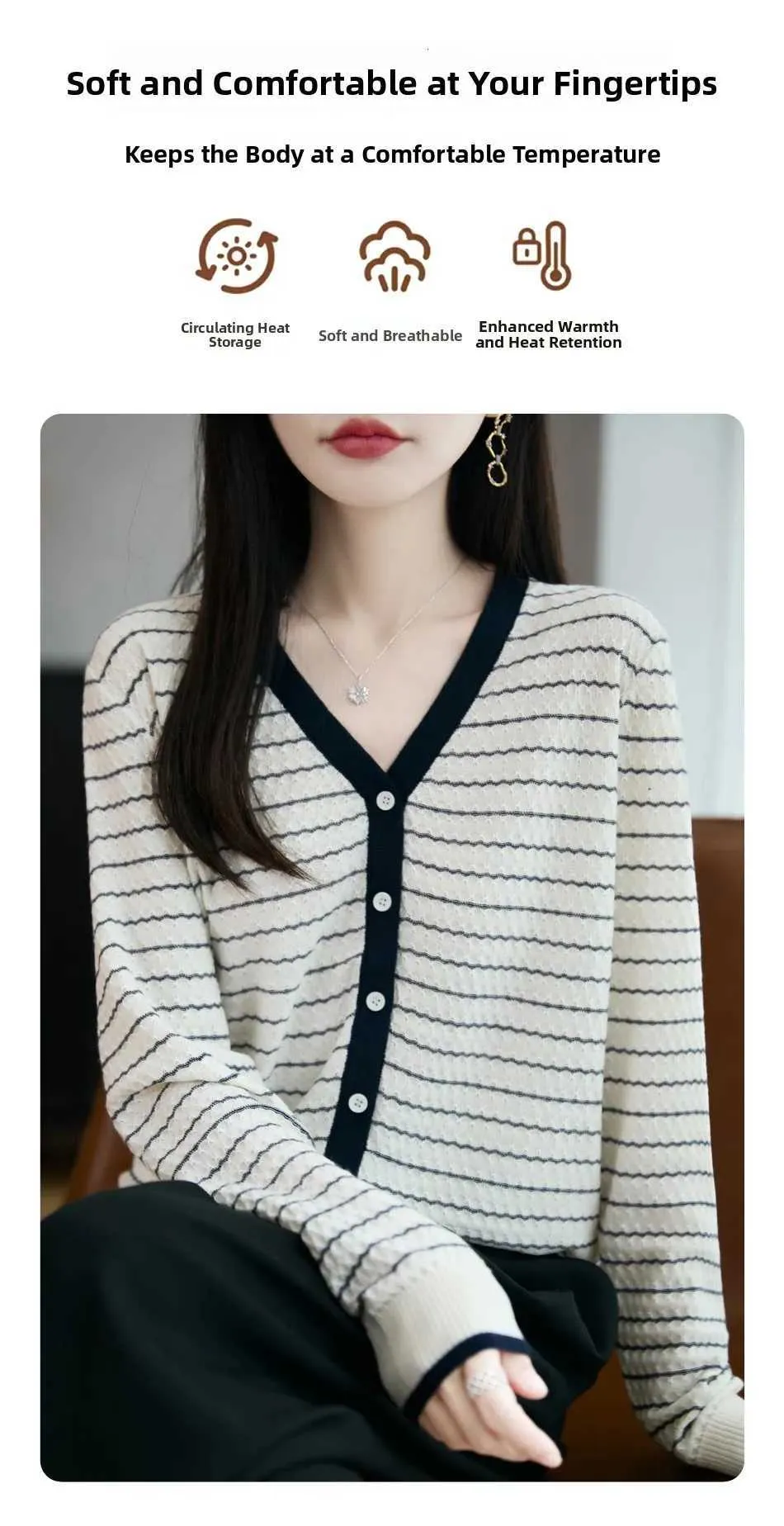 Wool Knit Cardigan Women V-Neck Loose Fit Chunky Acetate Batwing Sleeve ...