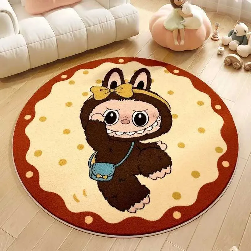 Creative Round Carpet Labubu Pops Mart Cute Cartoon Round Floor Rug For ...