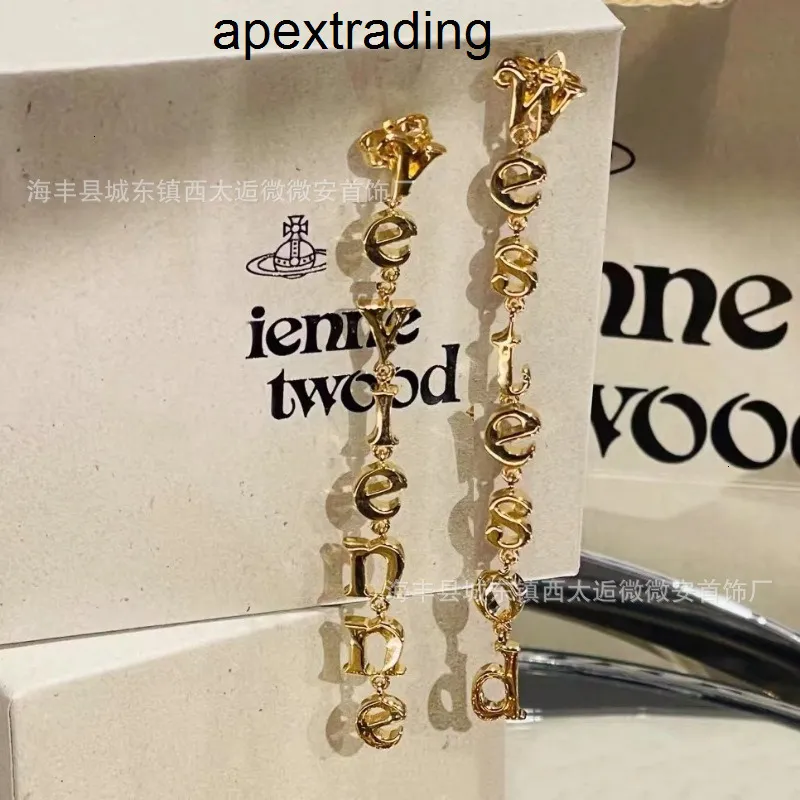 Vivienme Designer Gold-Plated Copper Tassel Earrings Long Chain ...