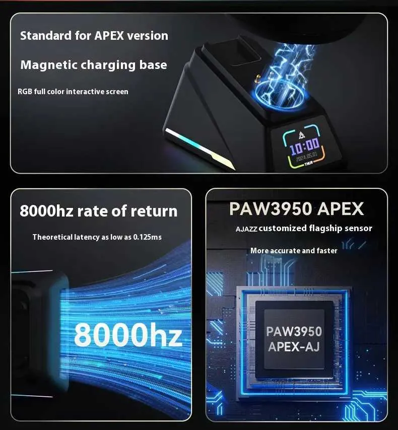 AJAZZ AJ179 APEX PAW3950 Wireless Gaming Mouse Right-Handed Ergonomic ...