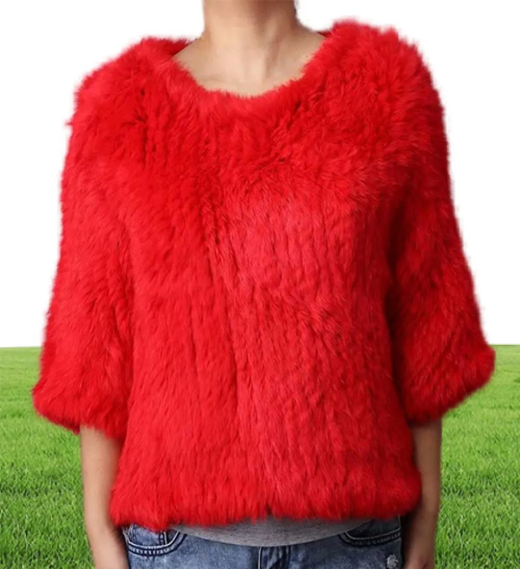 FXFURS Knitted Rabbit Fur Jacket Womens Pullover with Cashmere Lining ...