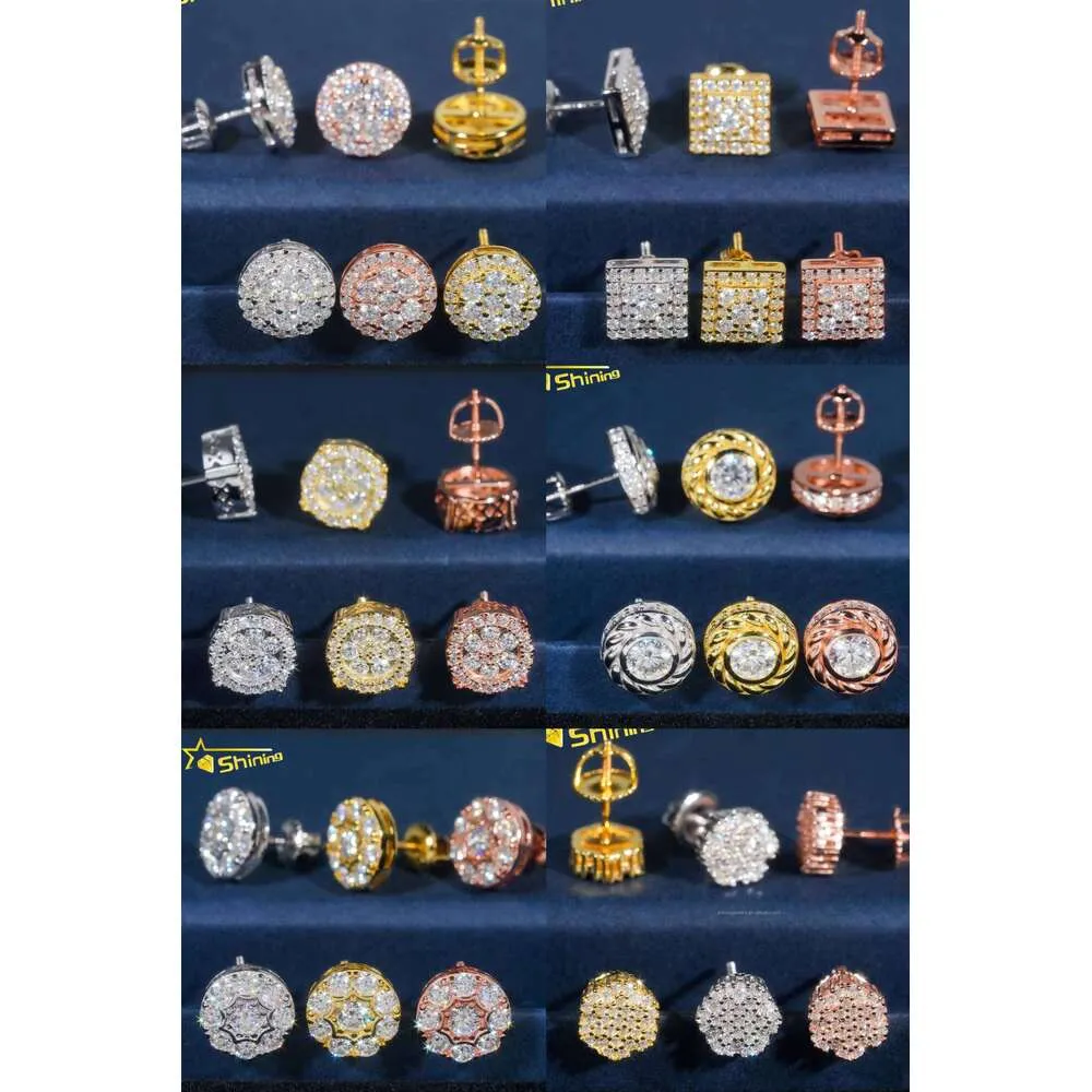 Cluster Silicone Stone Stud Earrings with Sterling Silver Screw Back ...