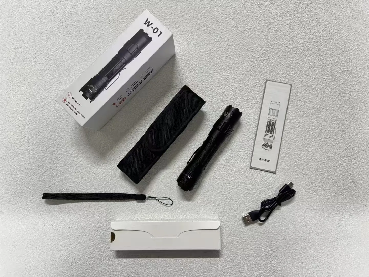 Rechargeable high-intensity flashlight with 160 lumens and 100-200 ft ...