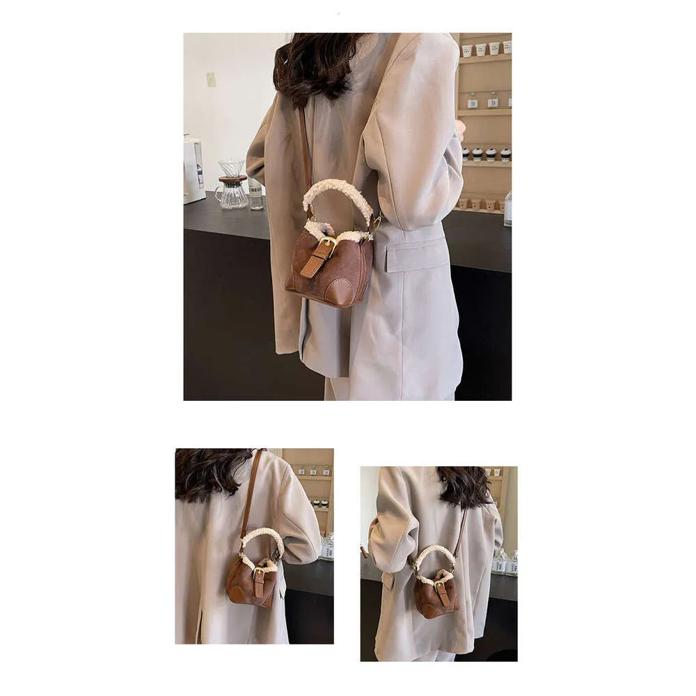 Fur Crossbody Bag for Women Small Barrel-Shaped PU Shoulder Bag with ...