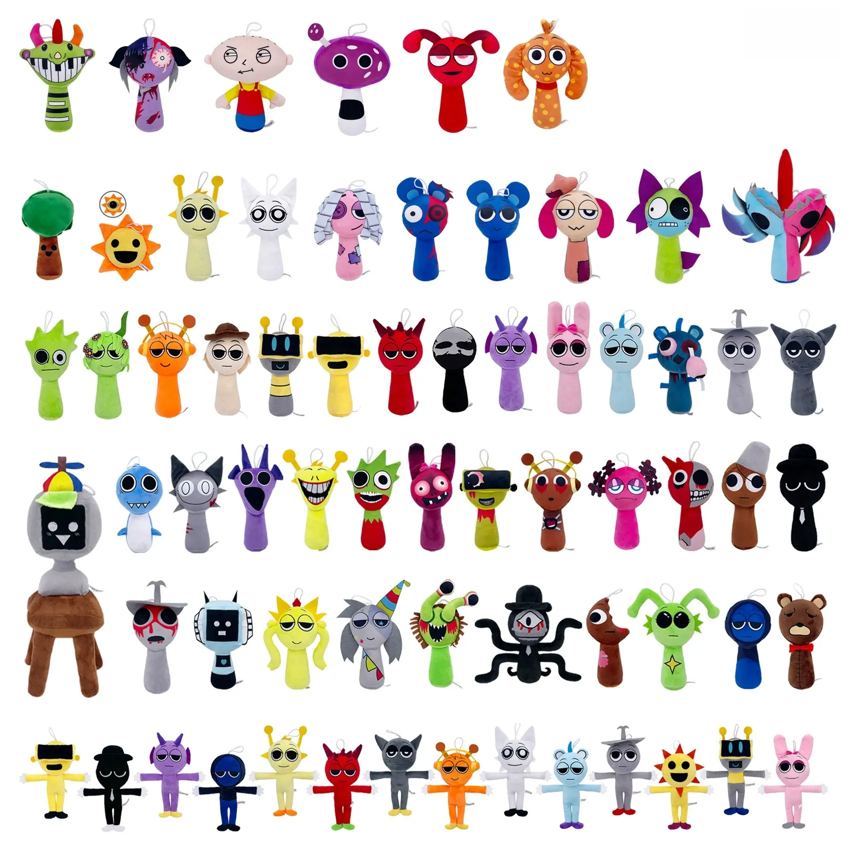 Sprunki Plush Dolls Cotton Stuffed Cartoon Toys 7.9-11.8 in 20-30 cm ...