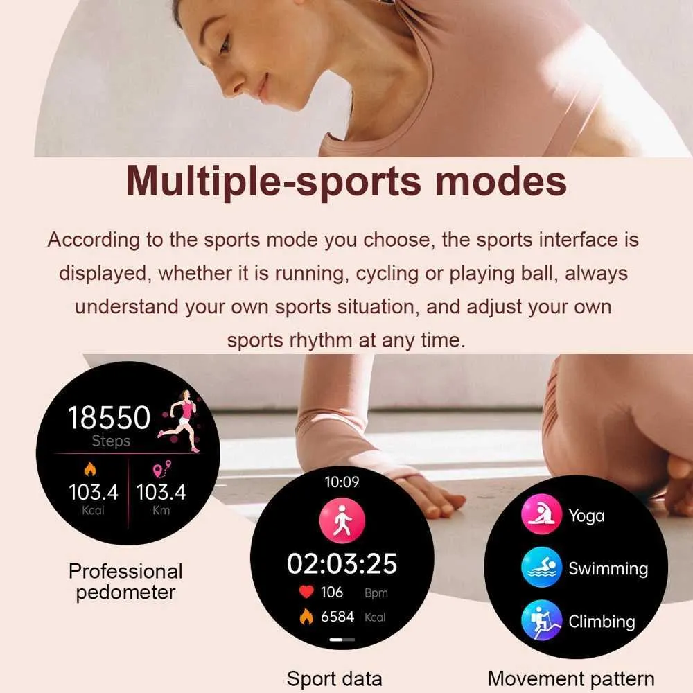 Smart Watch Women 1.19 in AMOLED Screen Bluetooth Call IP68 Waterproof ...