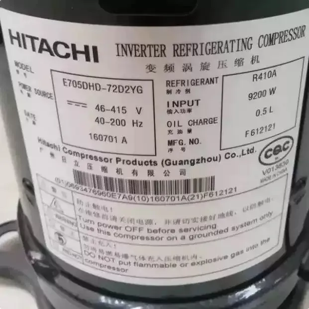 Hitachi DC Inverex Inverter 3.2 Kw Compressors For Central Air ...