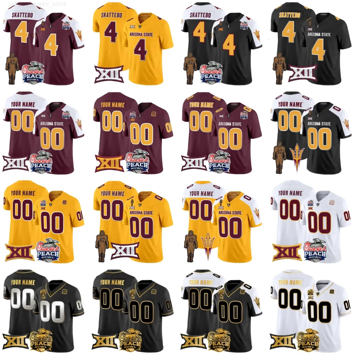 Arizona State Sun Devils American Football Shirts 4 Cam Skattebo, 42 ...