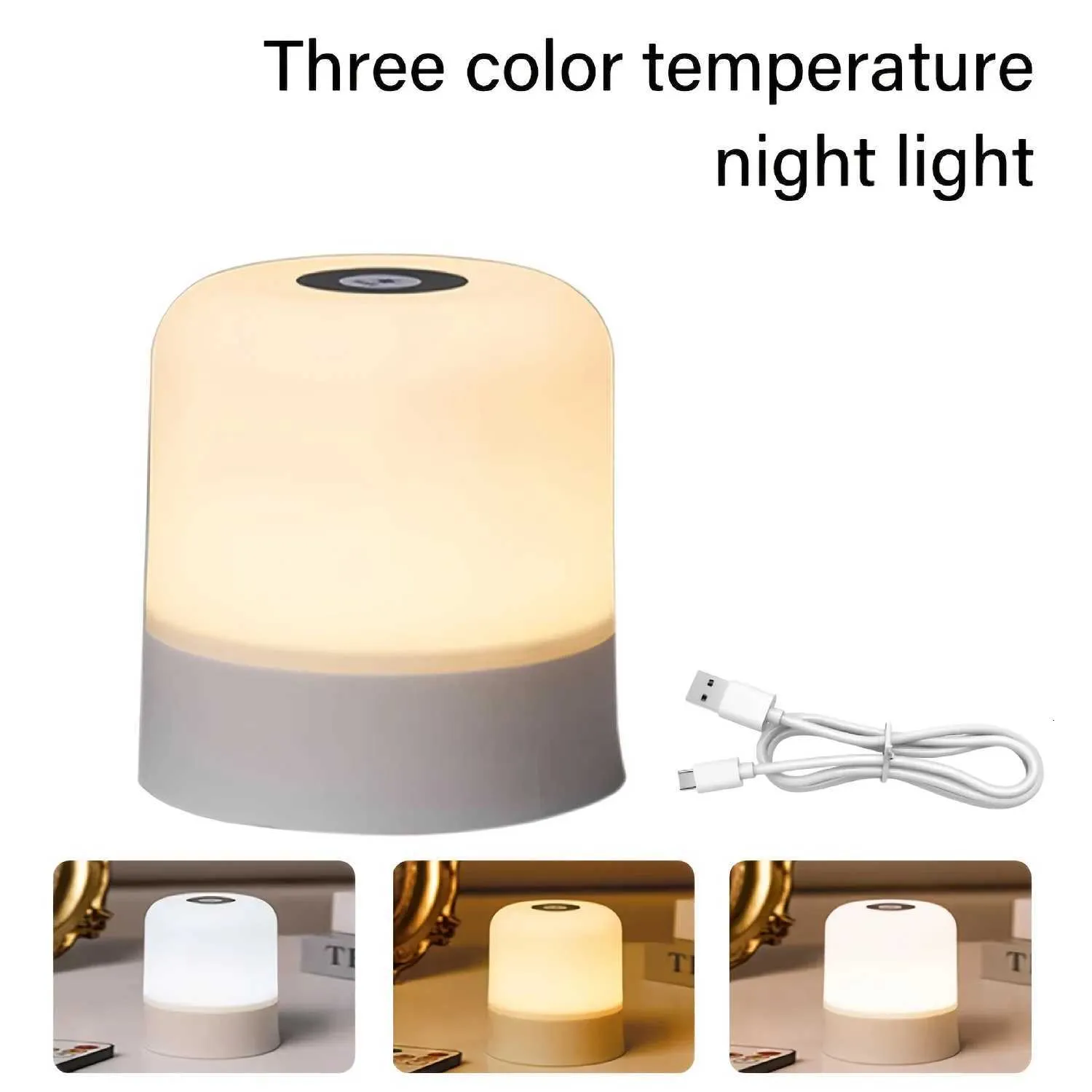 Touch Sensor LED Night Light with Remote Control Rechargeable Bedside ...