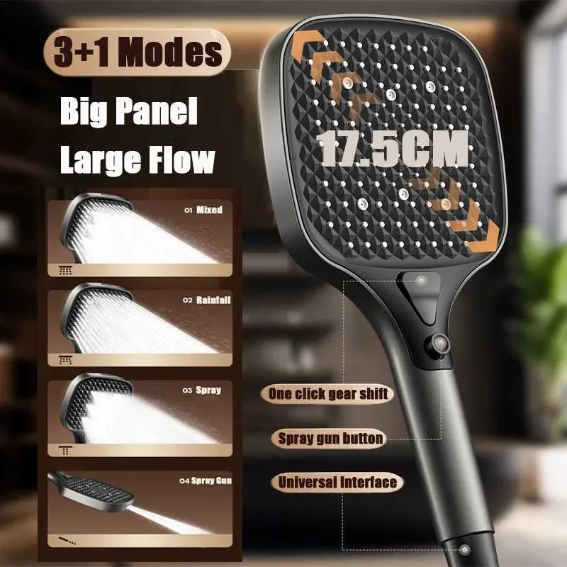 Upgraded Square 15CM Large Flow Shower Head 31 Modes High Pressure ...